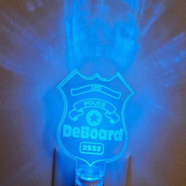 Personalized Police Badge Night Light: LED Acrylic Kids Lamp - Etsy