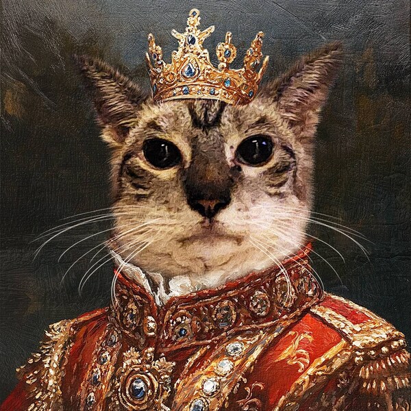 Custom Royal Cat Portrait, Renaissance Cat Painting, Pet Lovers Gift ...