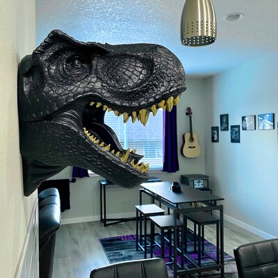 Faux Taxidermy T-rex Wall Mount Wall Decor Black and Gold TX1708 - Etsy