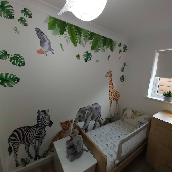 Big Wall Sticker Set for Kids, Safari Animals, Wall Decal, Cub, Africa ...
