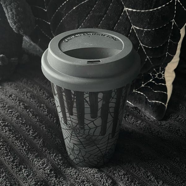Spider Travel Mug, Tall Ceramic Cup, Spider Web Design, Coffee Mugs ...