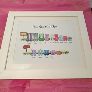 Personalised Family Welly Print, Custom Family Tree Print Gift for ...
