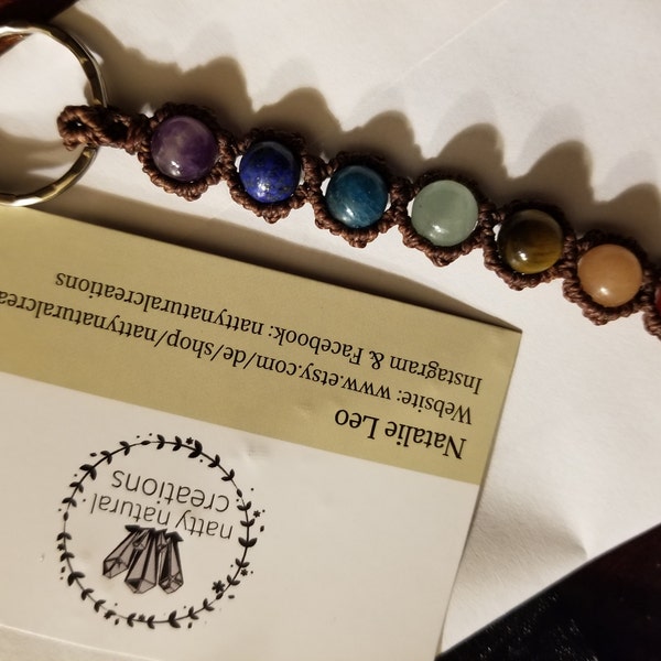 Macrame Key Chain With Picture Jasper Bead and Brass Fatimas Hand, Boho ...