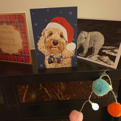 Red/golden Cockapoo Christmas Card - Etsy