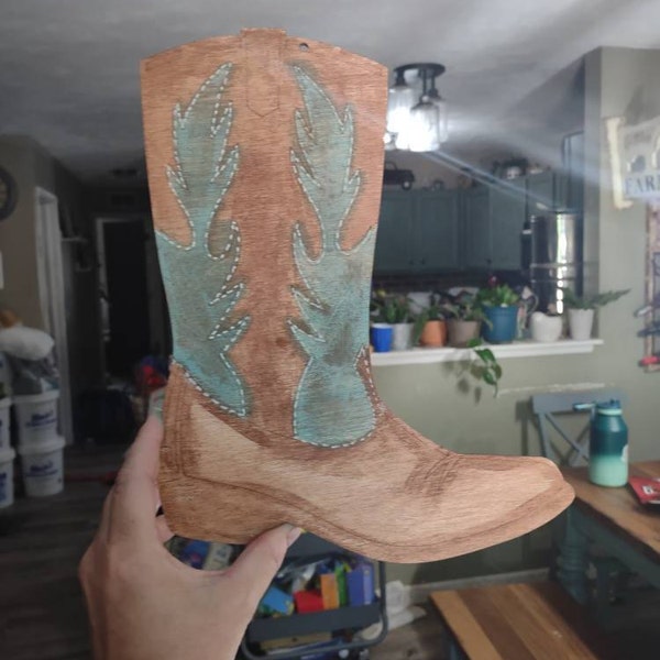 Cowboy Boot - Laser Cut Unfinished Wood Cutout Craft Shapes - Etsy