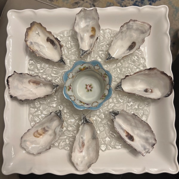 Oyster Plate Wall Clock - Sage Green, Oyster Clock, Oyster Shell Art ...