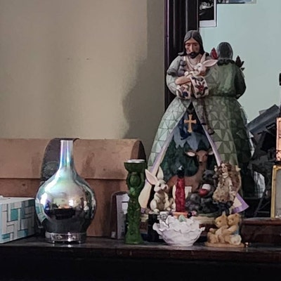 6 Wooden Tabletop Altar With Gold Celtic Pentacle Small Offering Table ...