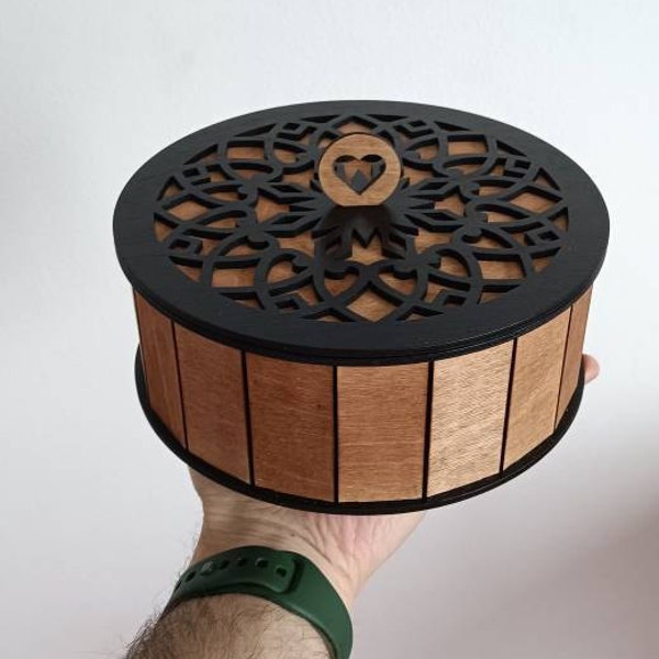 Decorative Round Box Laser Cut Svg Files, Laser Cut Gift Box, Vector ...