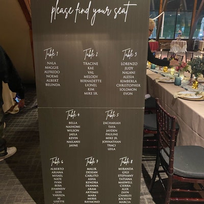 Large Wedding Seating Chart, Table Top Wedding Seating Sign, Floor ...