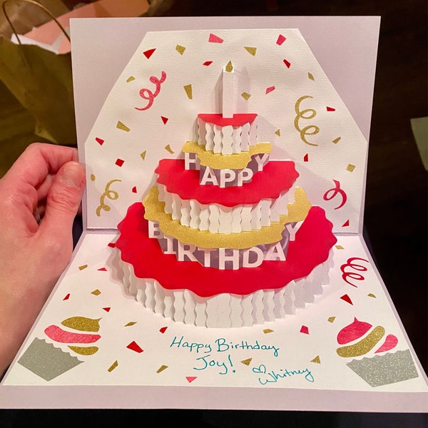 DIY Pop-up Happy Birthday Cake Card Template | SVG & PDF Digital ...
