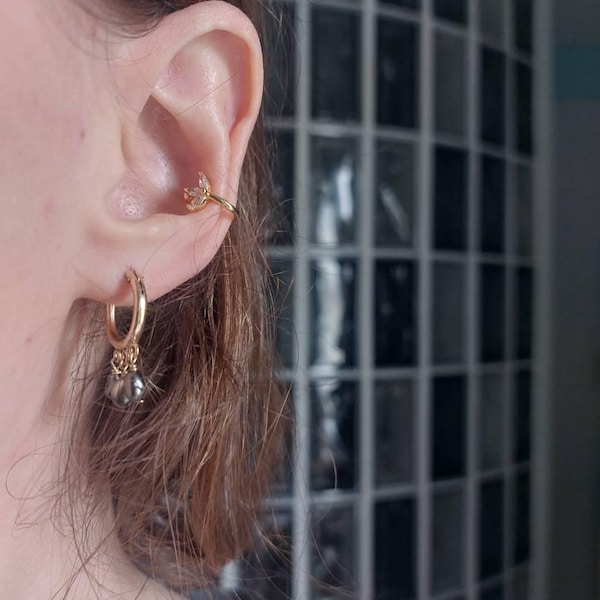 Pearl Earrings Stacking Set Sterling Silver | Natural Pearls Hoop Earrings and Small Pearl Studs ...