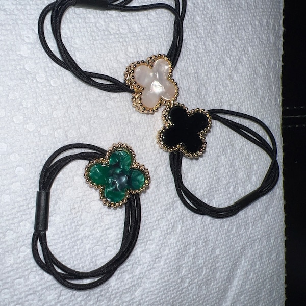 Elastic Rope Four Leaf Clover Hair Ties Hair Scrunchies Ponytail Holder ...