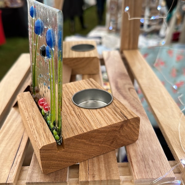 Glass Art Display Stand With Tealight Holder. Glass Fusion Fused Glass ...