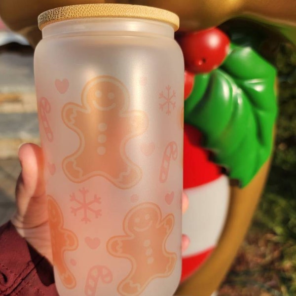 Gingerbread Man Beer Can Glass Svg, 16oz Libbey Full Wrap Svg, Pink ...