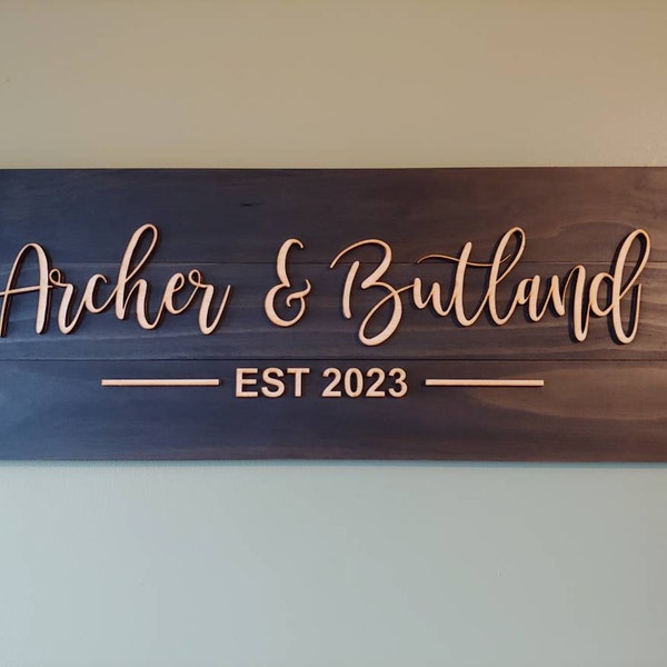Laser Cut 3D Signs,, Personalized Family Name Sign, Rustic Decor ...