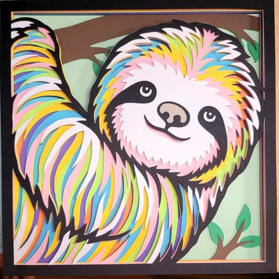 Sloth 3D Layered SVG for Cardstock/ Colorful Sloth Multilayer Cardstock ...