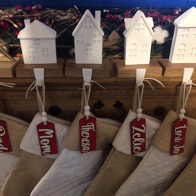 Personalized Christmas Stocking Tag, Stocking Tag With Beads, Country ...