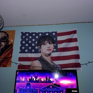 BTS Suga Long Hair Photo Flag Banner, Agust D Suga American Flag ...