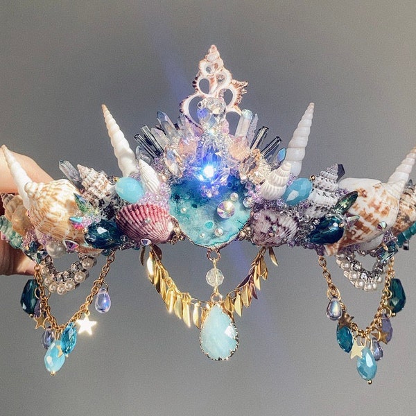 The Princess of the Ocean Crown- Mermaid Crown - Shell Crown - Crystal ...