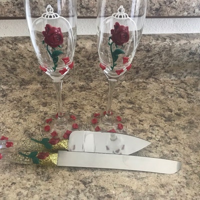 Beauty and the Beast Enchanted Rose Wedding Set-red Roses Weding ...