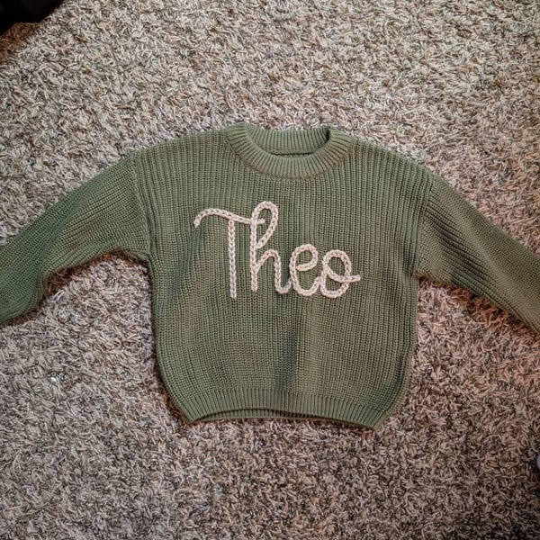 Personalized Hand Embroidered Baby Boy and Toddler Boy Sweaters // Baby ...