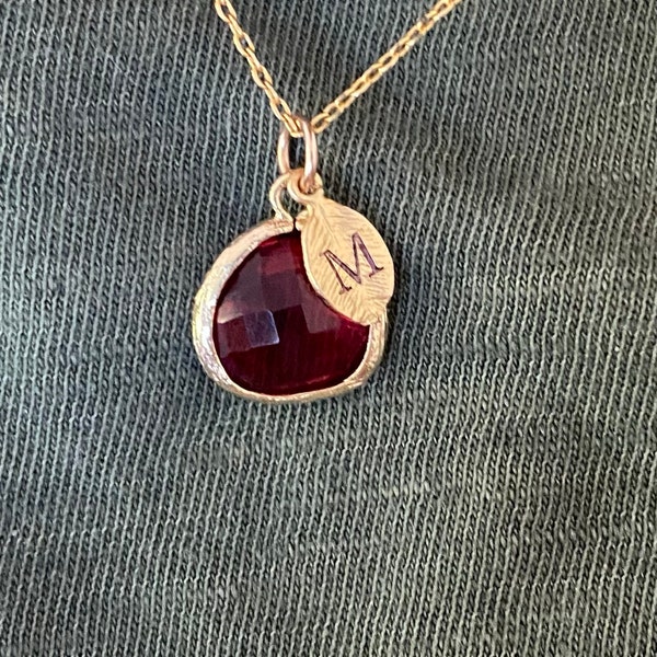 Personalized Ruby Necklace, Bridesmaid Necklace, July Birthstone ...