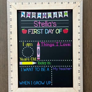 First Day of School Sign, Back to School Chalkboard, Reusable 1st Day ...