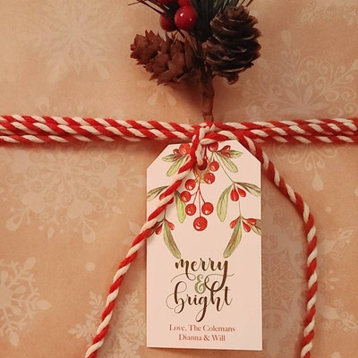 24 Printed Cut and Shipped Merry and Bright Christmas Gift - Etsy