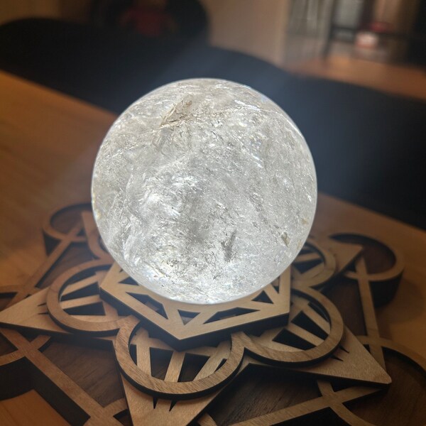 Metatron's Cube LED Table Light - Crystal / Sphere Stand - Layered ...