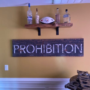 Prohibition Bar Sign Man Cave Art Bourbon Whiskey Father's Day Gift ...