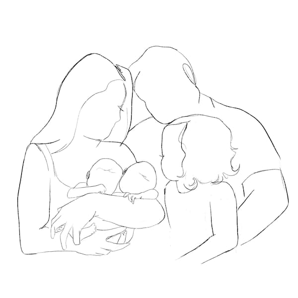 Custom Portrait | Heaven Baby Drawing | Angel Baby | Miscarriage Line ...