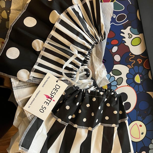 Detachable Clown Collar, Removable Black White Clown Collar, Striped ...