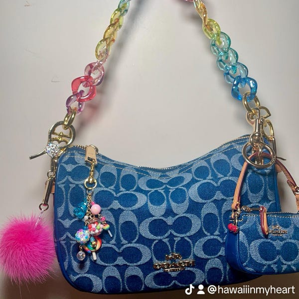 Cotton Candy Cloud Charm Sparkle Handbag Accessory Backpack Dangle ...