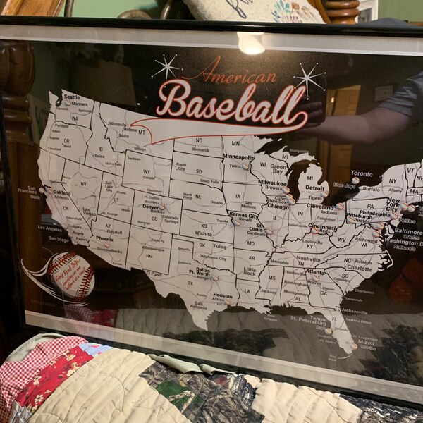 Personalized Baseball Stadium Map: Baseball Park Push Pin Map ...