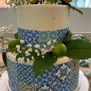 Positano Italy Tile Pattern Edible Image Sheet Cake Topper or Wrap ...