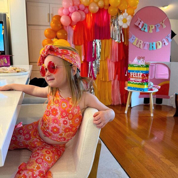 Two Groovy Birthday Outfit, Toddler Crop Top,groovy Girl Outfit, Floral ...