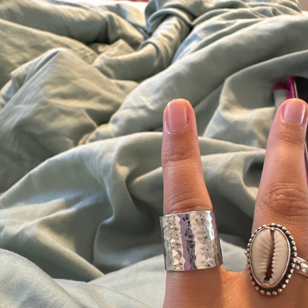 Wide Band Ring • Waterproof Jewelry • Silver Tube Ring • Adjustable ...