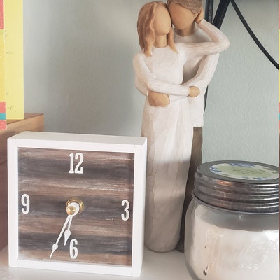 Small Square Wood Desk Clock, Scandinavian Style Table Clock - Etsy