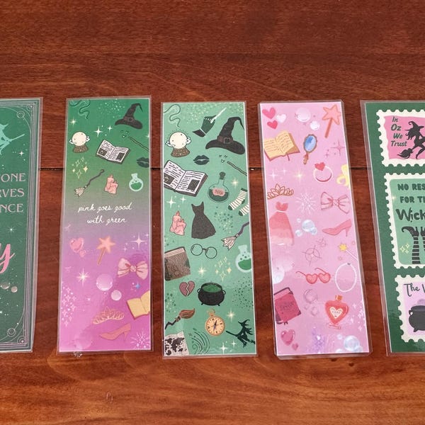 Wicked Inspired Digital Download Bookmarks | Set of 5 | Glinda, Elphaba ...