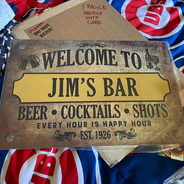 Custom Vintage Style Metal Bar Sign - Etsy