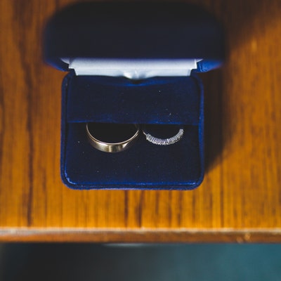 Blue Velvet Double Ring Box, Wedding Ring Box Ring Box for Two Rings ...