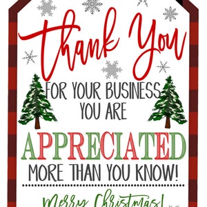 Christmas Thank You Gift Tags, Teacher Staff Employee Nurse Volunteer ...