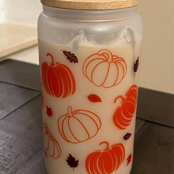 Pumpkin Iced Coffee Cup | Fall Iced Coffee Cup | Autumn Iced Coffee Cup ...