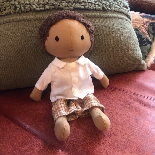 BEST PRICE- Handmade Rag Doll With Yellow Calico Check Dress/ Handmade ...