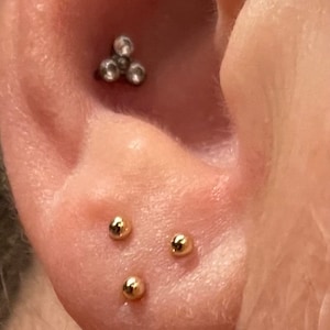 14K Solid Gold Ball 2,3,4,5,6mm Lightweight Piercing 21G, 4,6,8mm Post ...