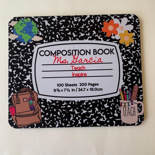 Personalized Teacher Essentials Composition Book Mouse Pad ...
