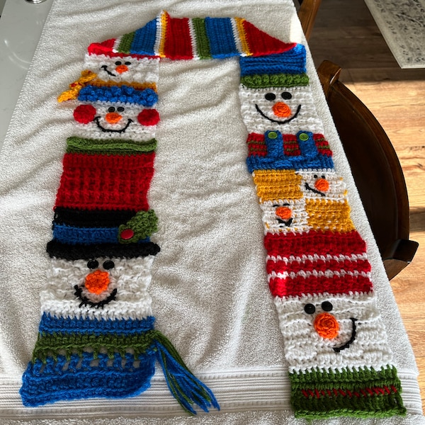 Snappy Sampler Snowman Scarf Crochet Pattern - Etsy