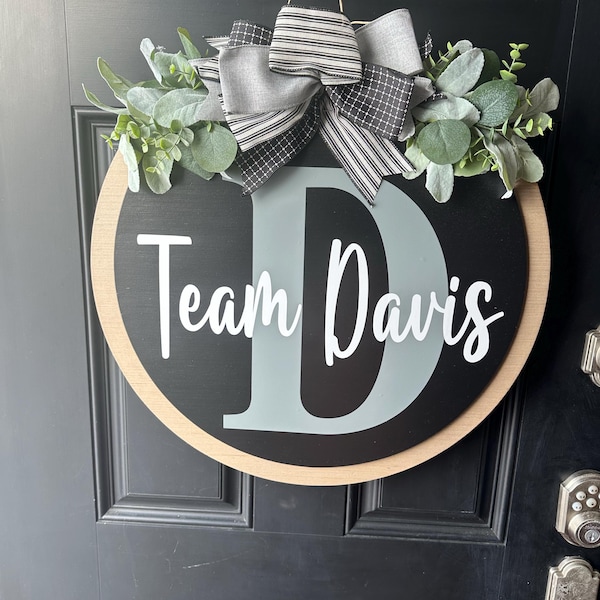 Front Door Decor | Last Name/initial | Wreath for Front Door | Front ...
