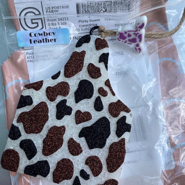 Cow Print Cow Tag Car Freshie: Rustic Aroma Bead Air Freshener - Etsy