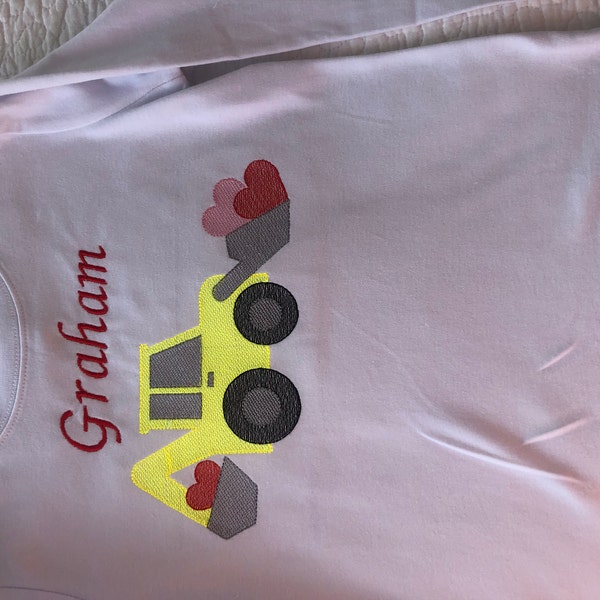 Backhoe Valentine's Day Sketch Embroidery Design - Boys Valentine's Day ...